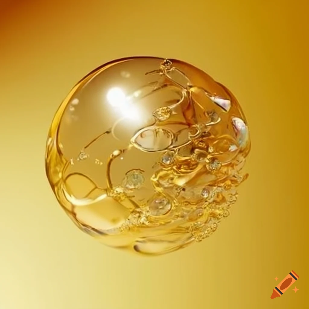 Hovering crystal bubble in shades of gold on Craiyon