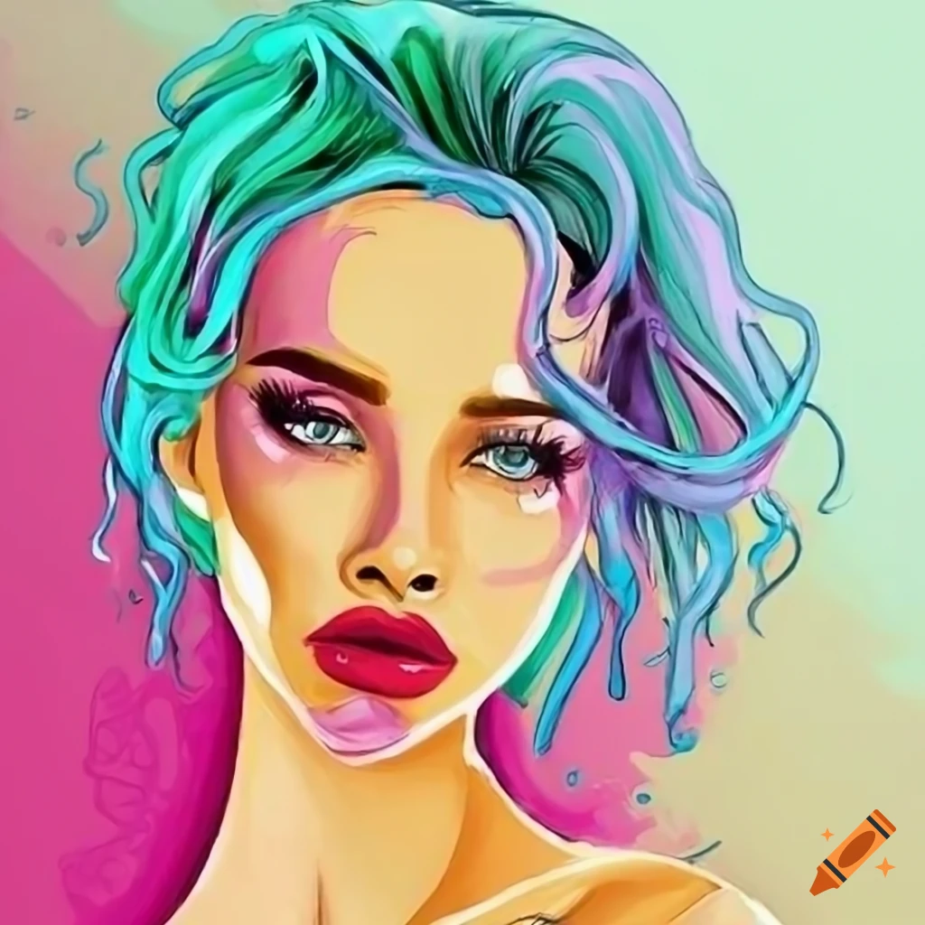 Colorful drawing of women on Craiyon