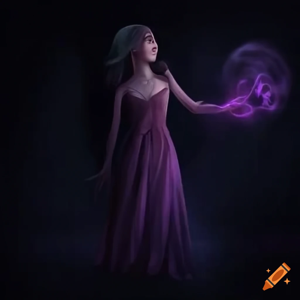 Girl practicing dark magic on Craiyon