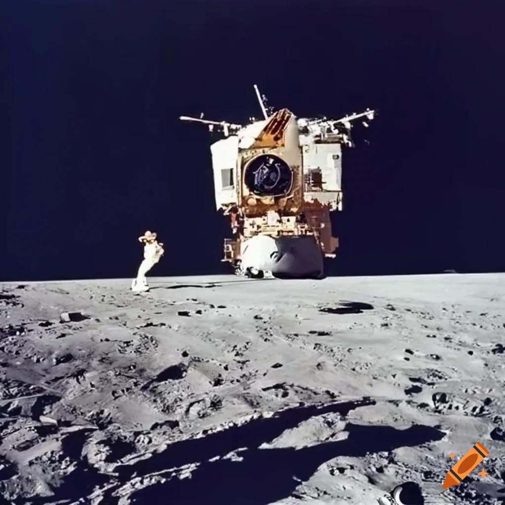 Apollo 11 command module landing on the moon's surface in 1969 on Craiyon