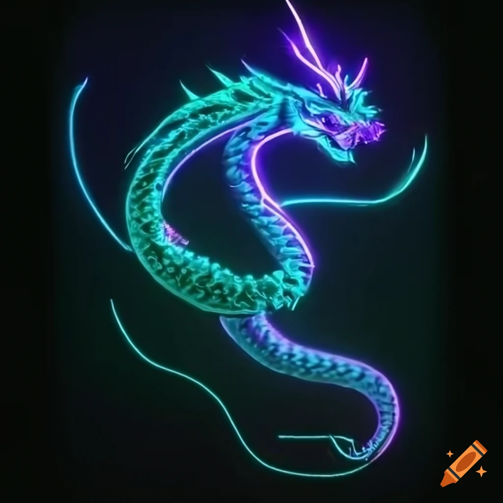 Neon japanese cyber dragon on Craiyon
