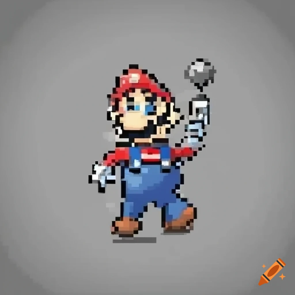 Vintage pixel art scene with mario and retro game characters on Craiyon