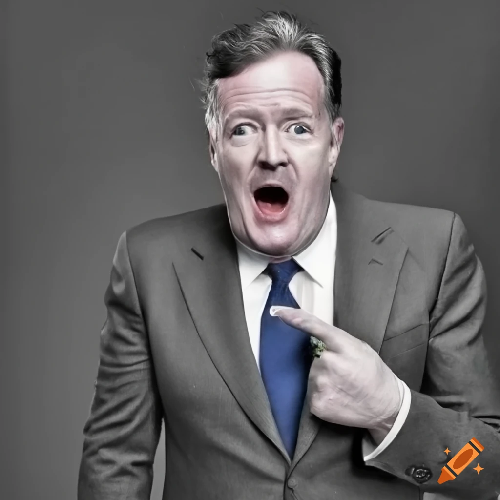 Broadcaster piers morgan with an amazed expression pointing behind on ...