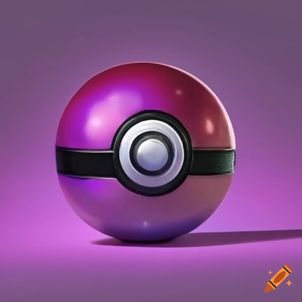 Pokeball in sparkling shades of purple from Pokemon game series on Craiyon