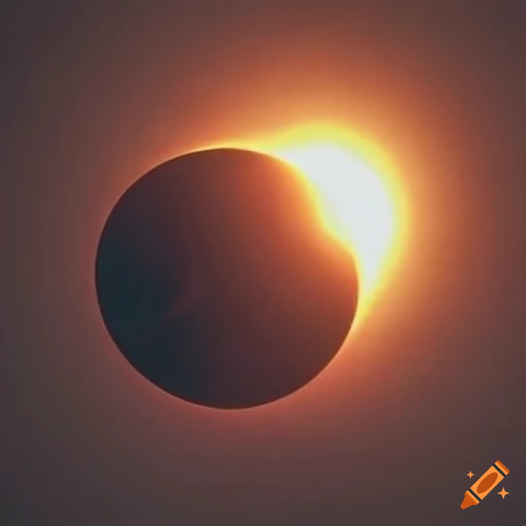 Two solar eclipses, dark next to bright, split image on Craiyon