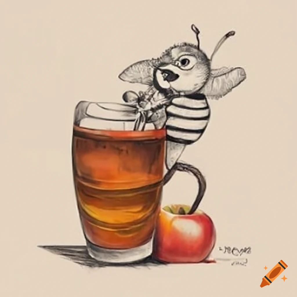 Bee enjoying apple cider on Craiyon