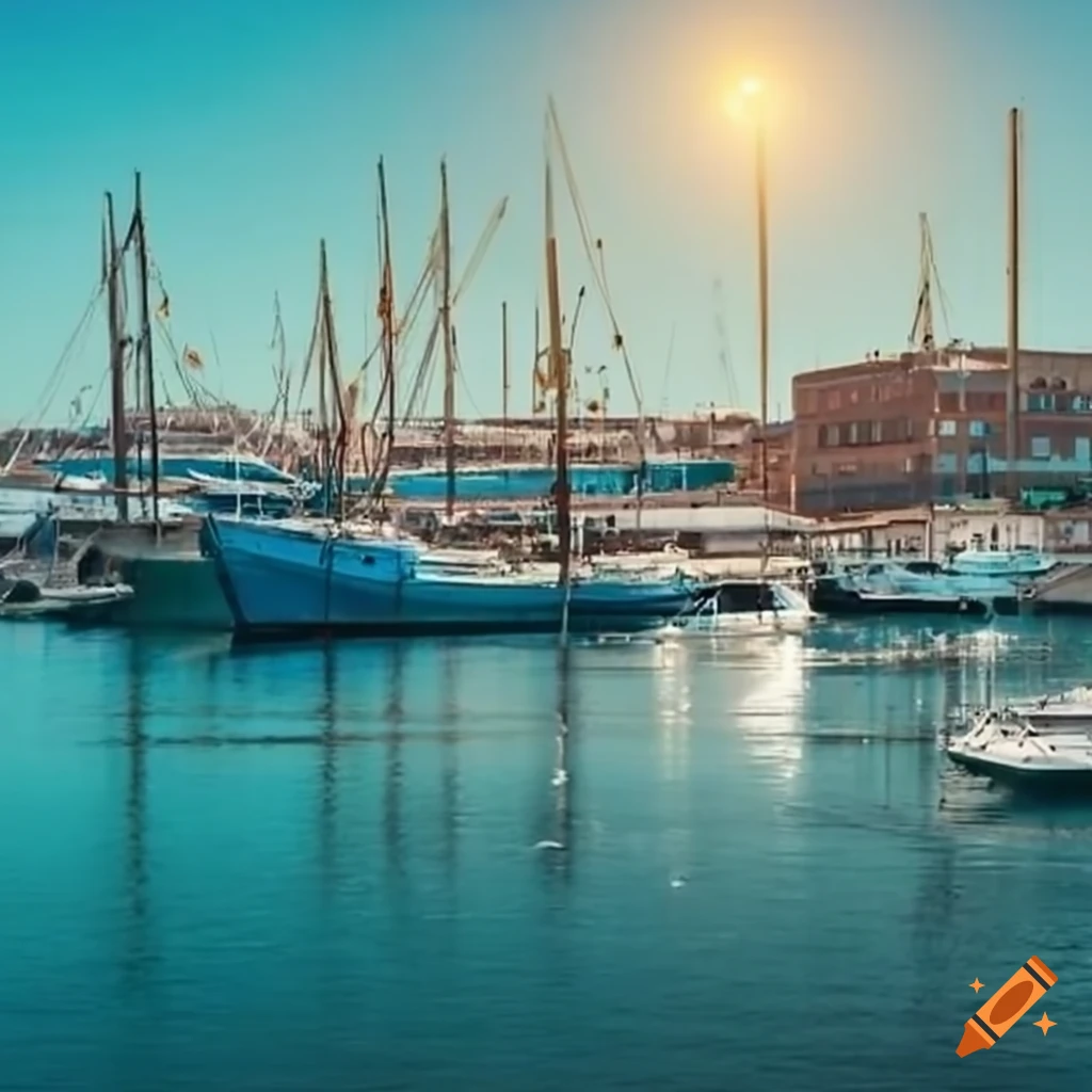 Mediterranean sea port on a sunny day on Craiyon
