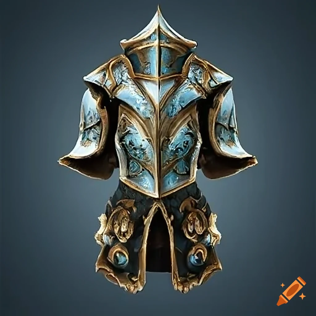 Front view of adorned magic armor on Craiyon
