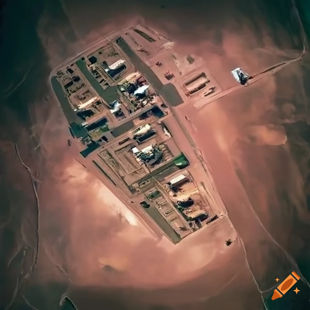 Satellite image of area 51 military base in the desert landscape on Craiyon