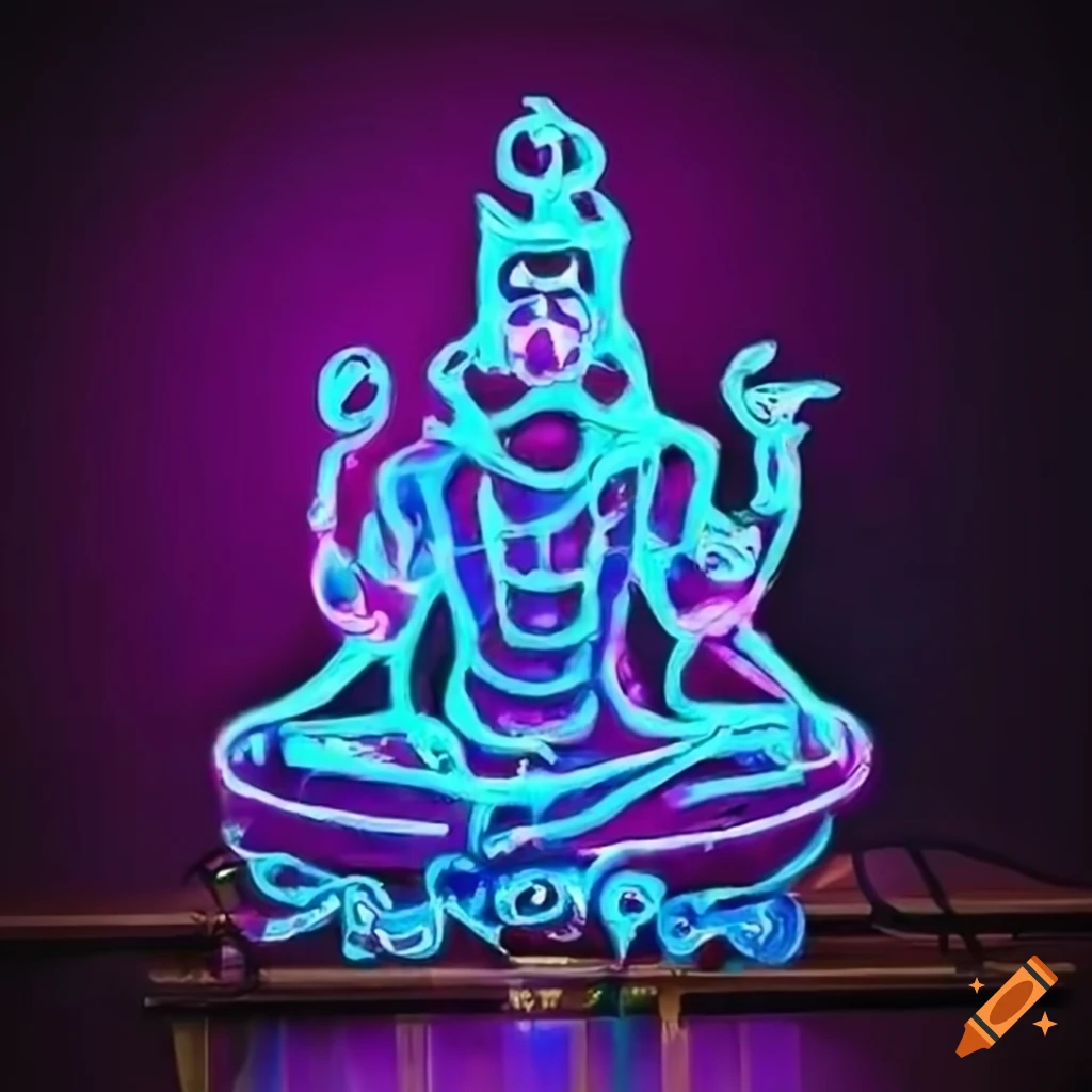 Neon psychedelic drawing of shiva on Craiyon