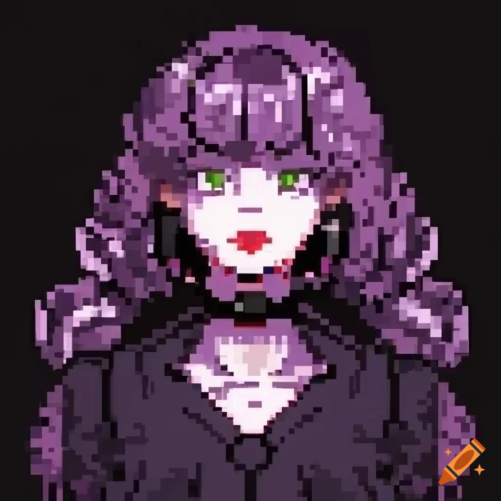 Pixel art of Miss Lipei in Manga style with dithering on Craiyon