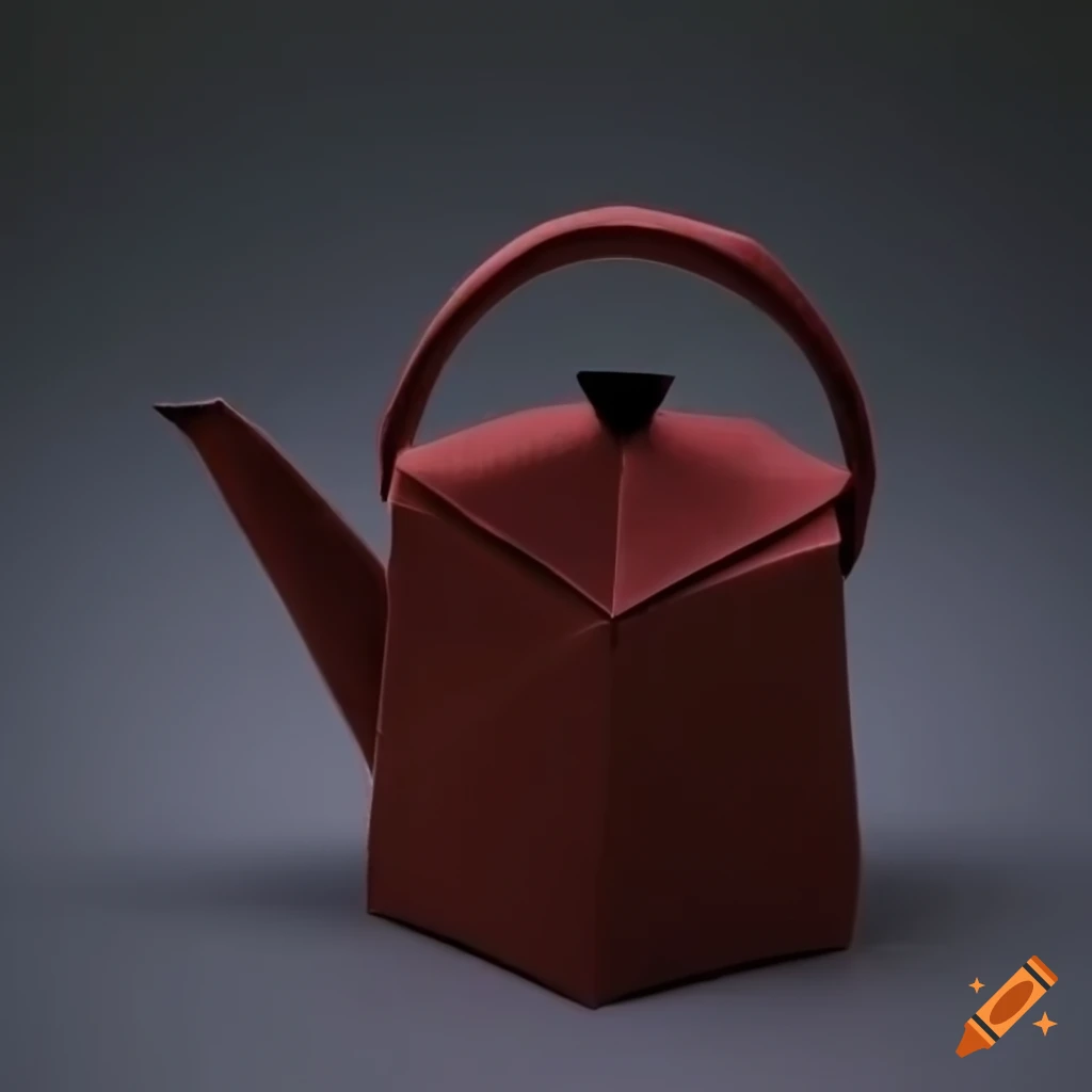 Origami high poly tea pot on matte background on Craiyon
