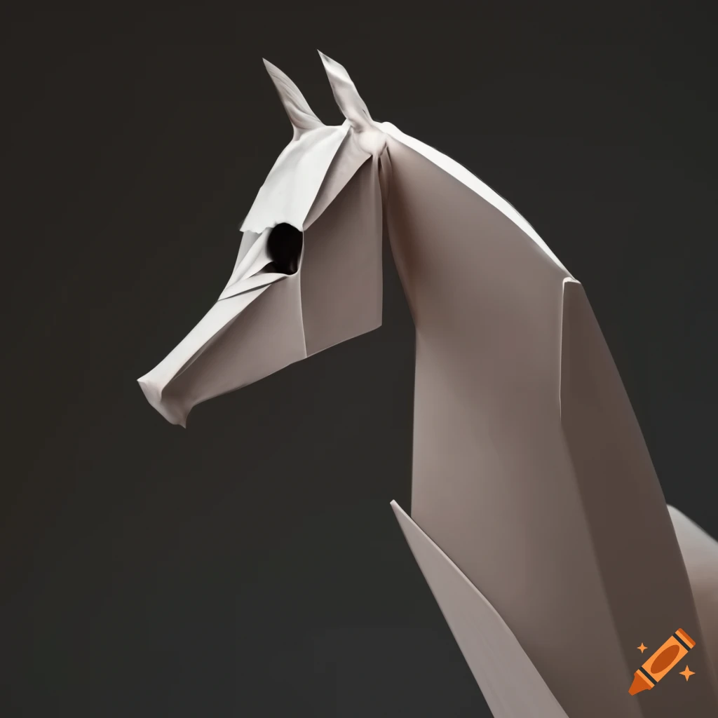 High poly origami straight egyptian arabian horse on matte background ...