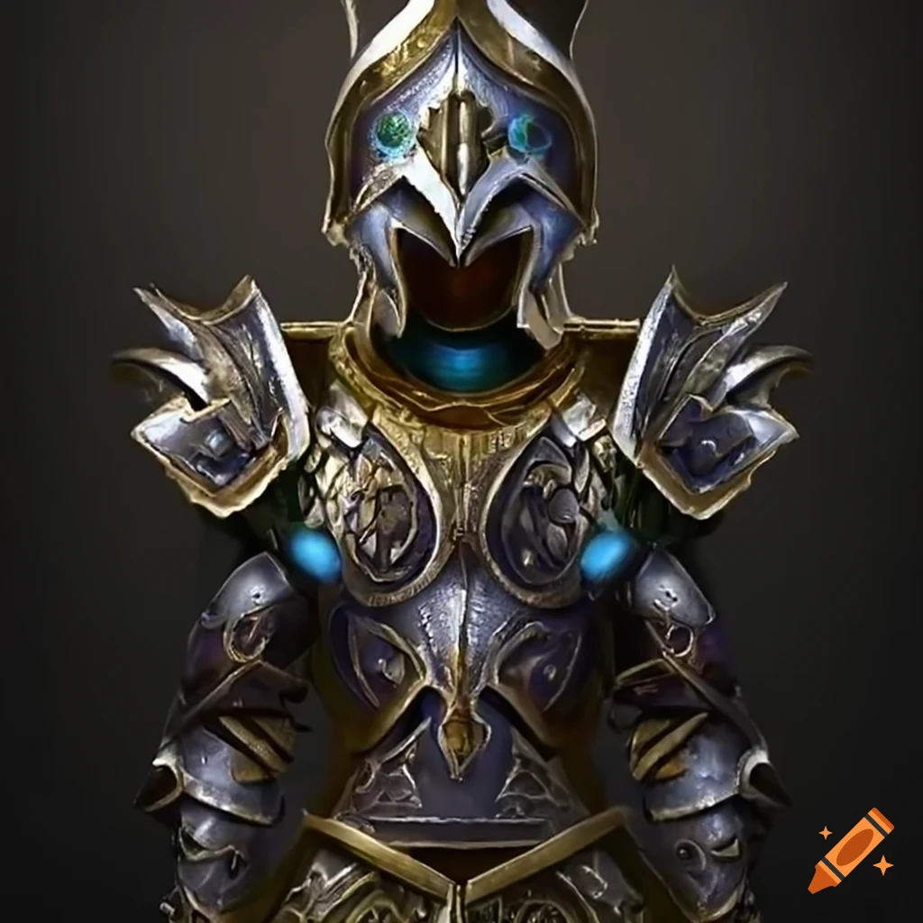 Front view of adorned magic armor on Craiyon