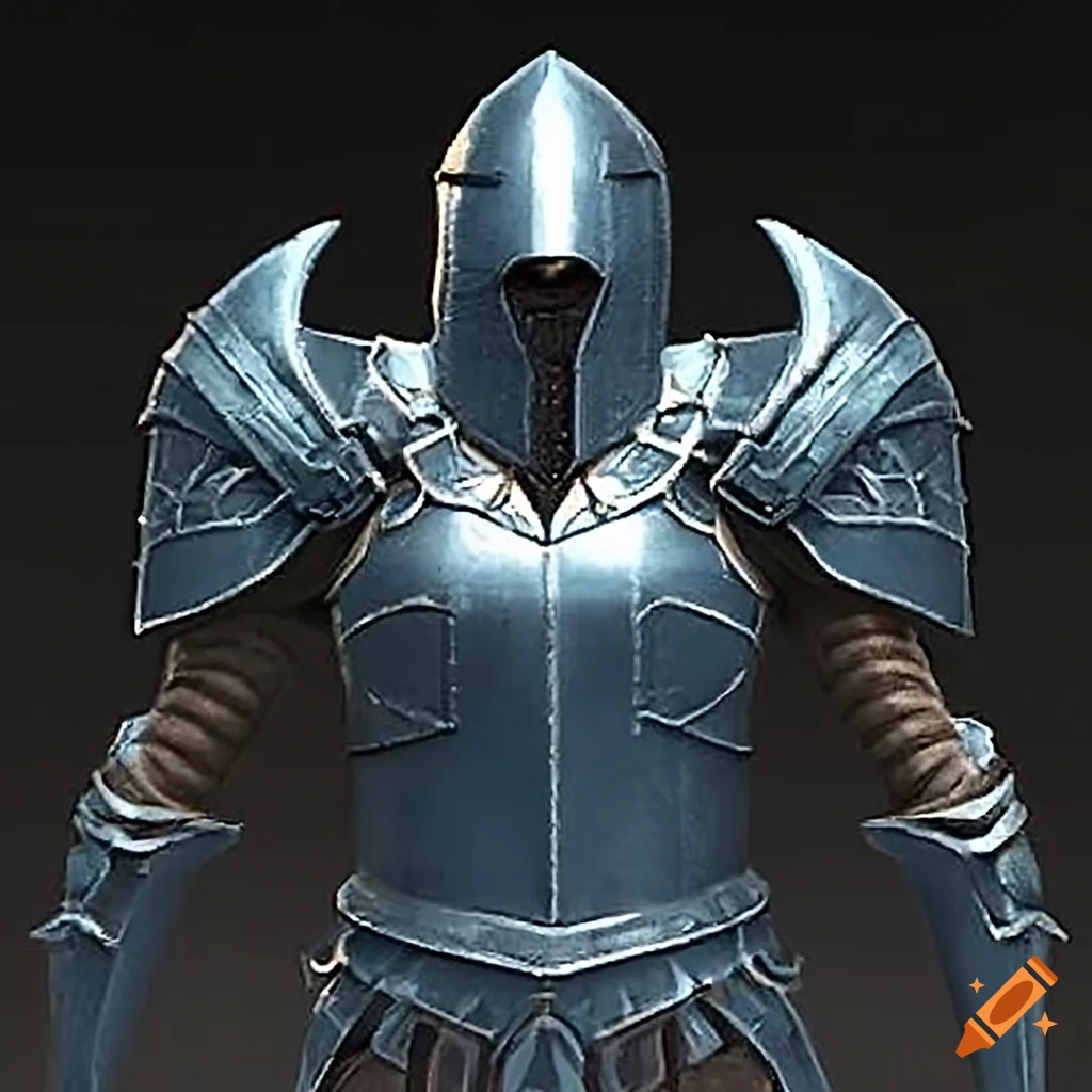 Front view of mithril magic armor on Craiyon