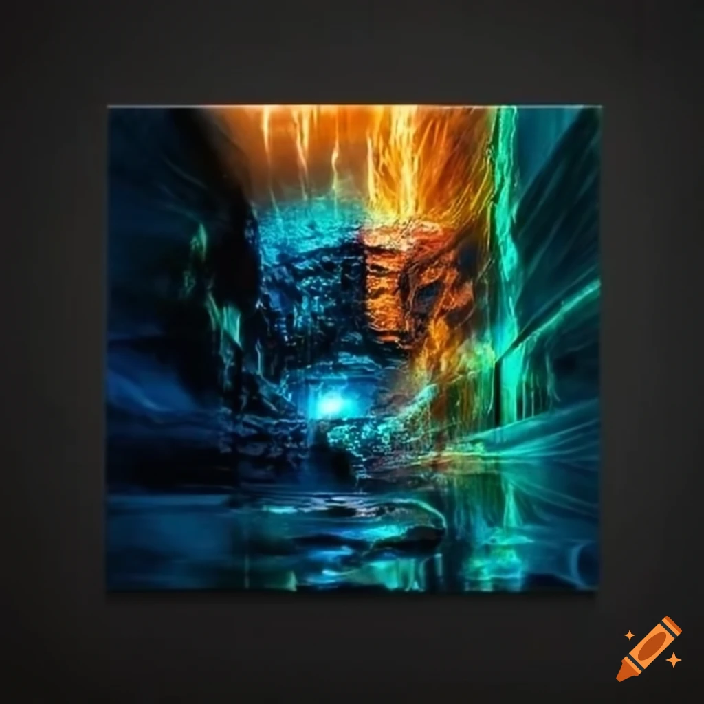 Wrapped canvas of a stunning light projected mech on Craiyon