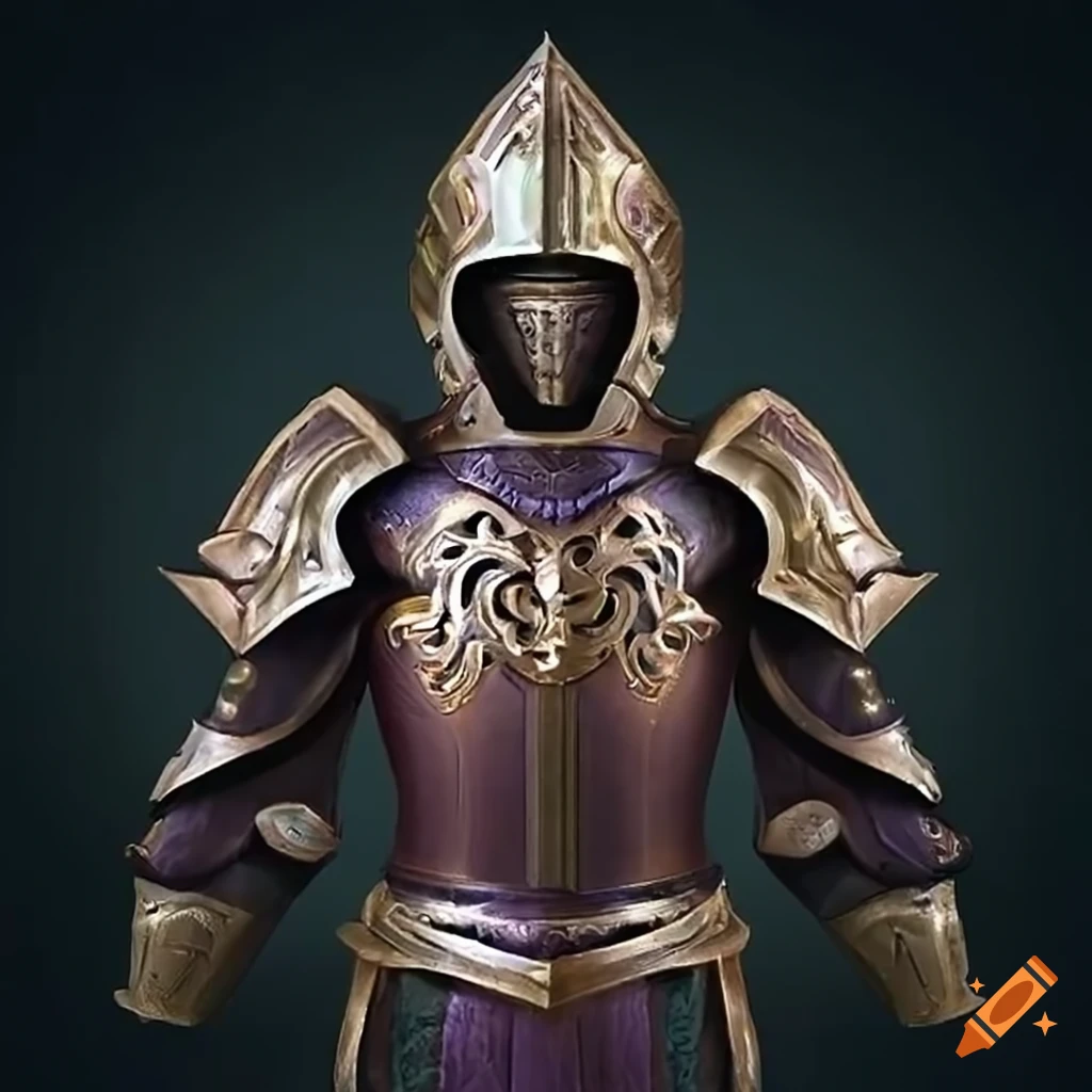Front view of adorned magic armor on Craiyon