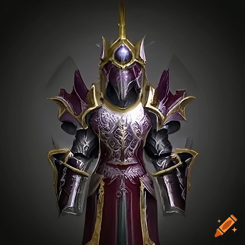 Front view of adorned magic armor on Craiyon