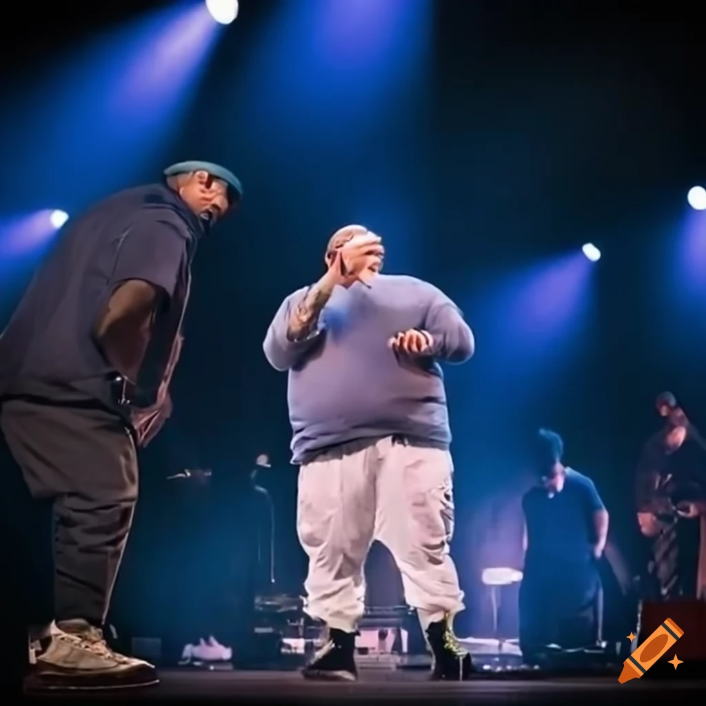 Musical moment between a middle-aged man and rapper fat joe on stage on ...