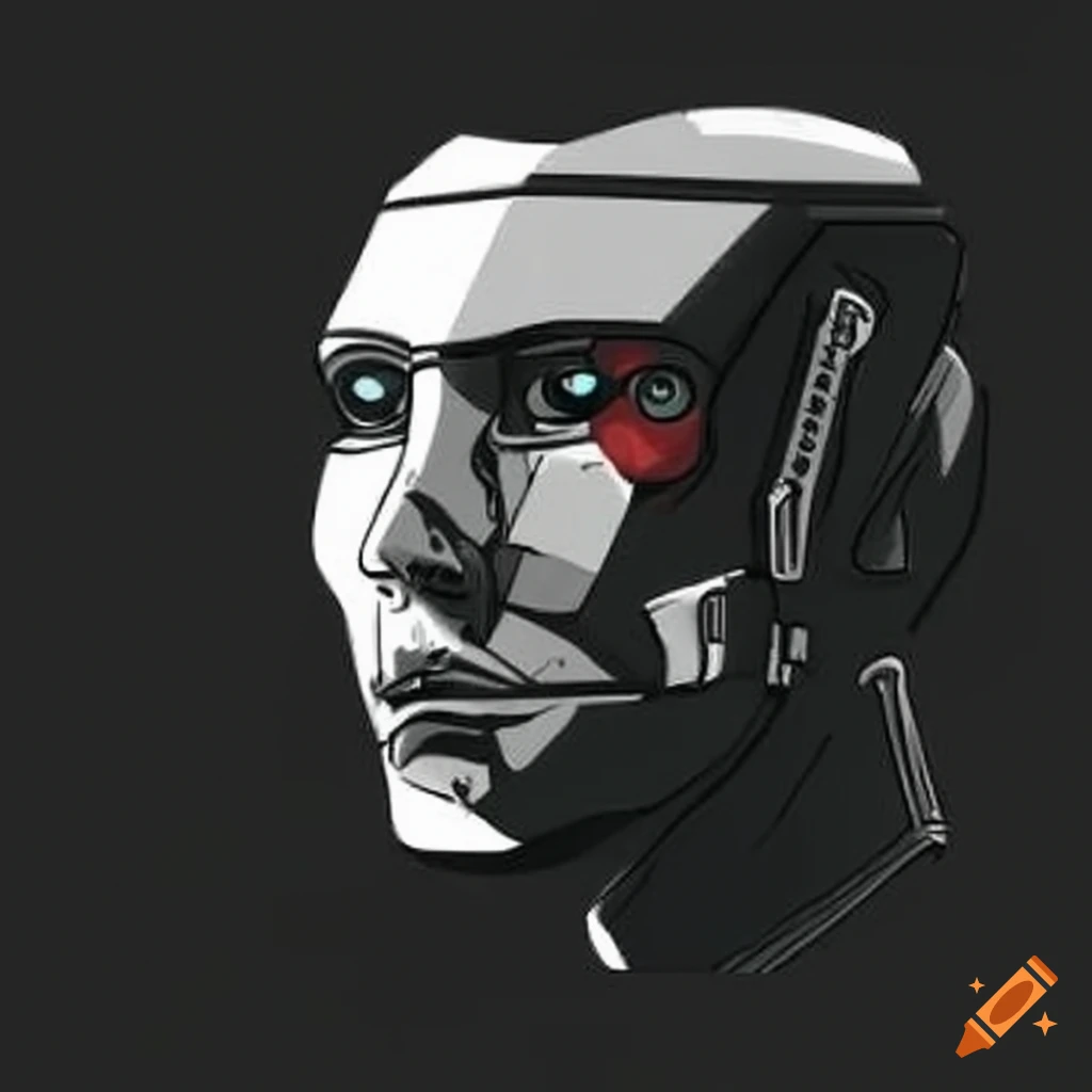 Cyborg outline looking to side on Craiyon