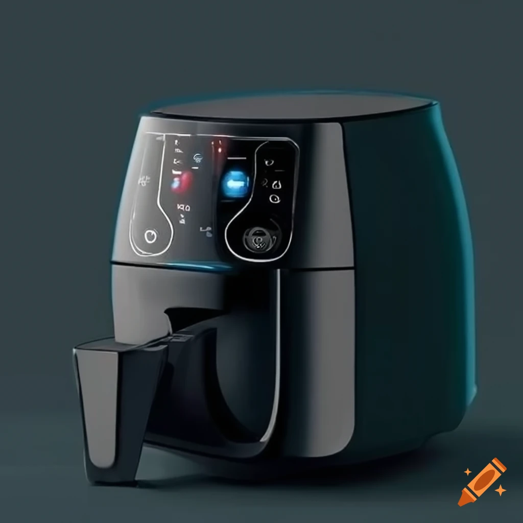 Square air fryer with digital screen and temperature knob on Craiyon