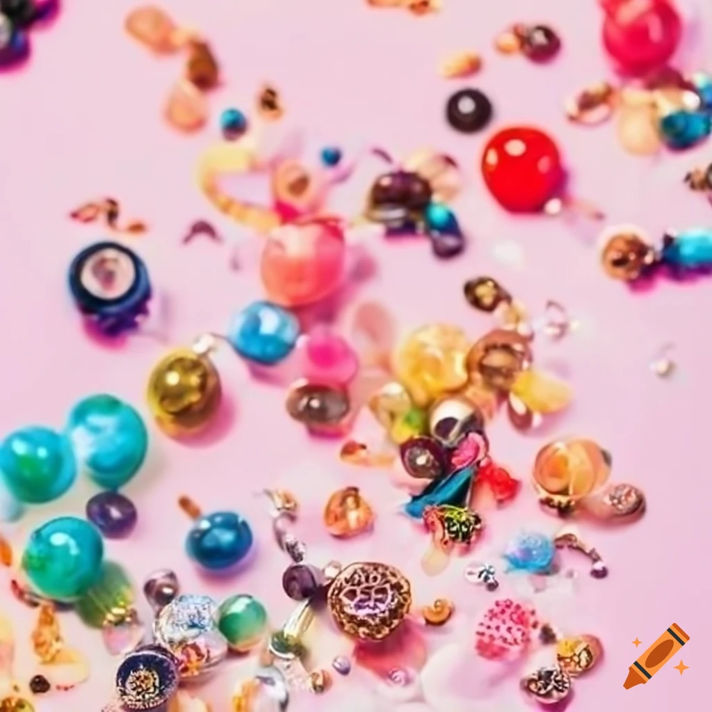 Variety of beads for bracelet in a close-up collage on Craiyon