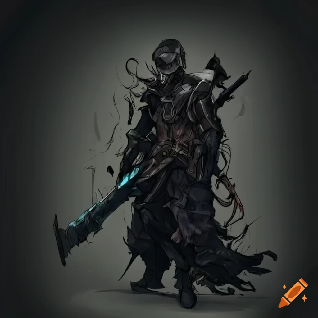 Edgy anime warrior in apocalyptic shadow armor on Craiyon