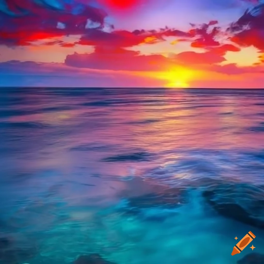 Colorful sea view on Craiyon