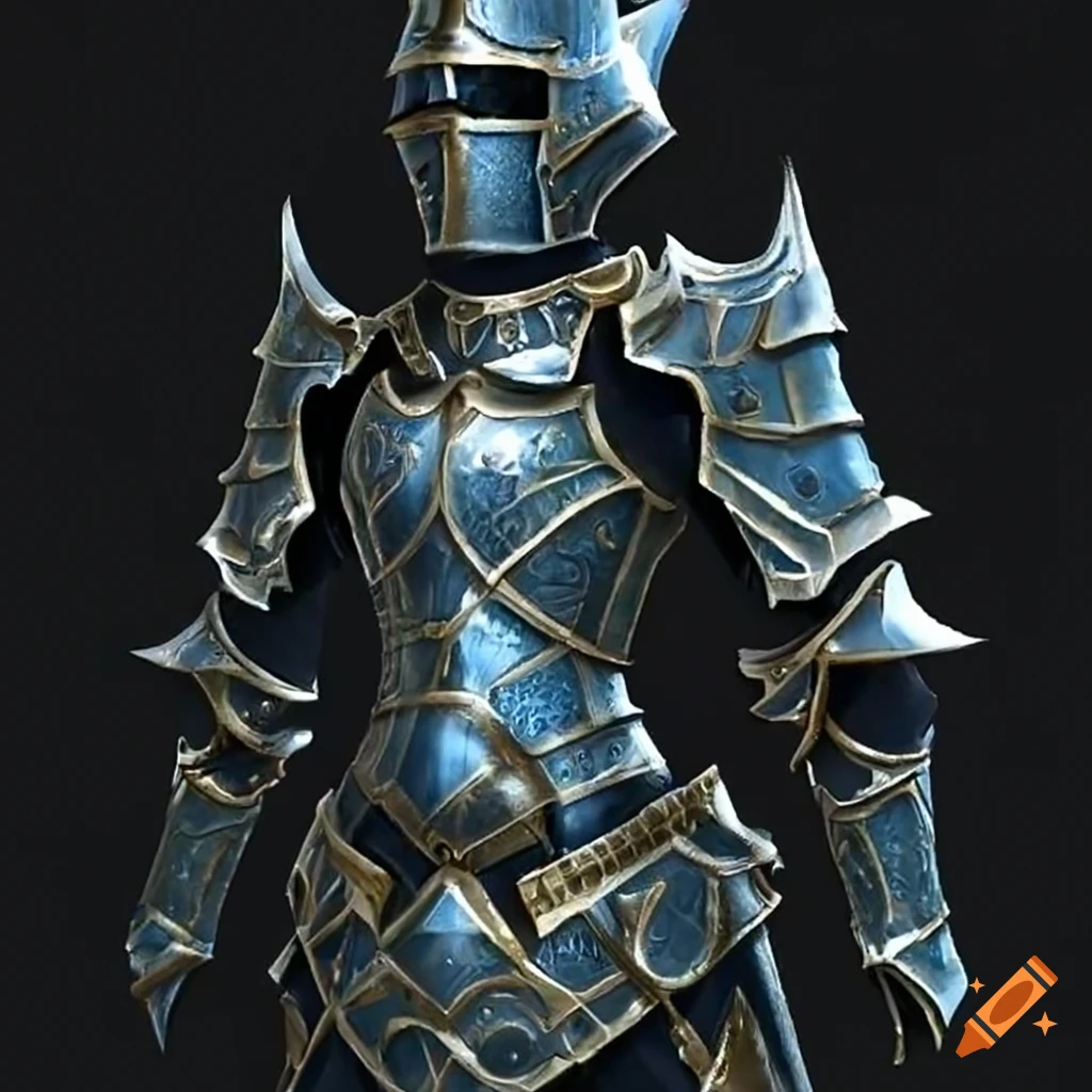 Front view of adorned magic armor on Craiyon