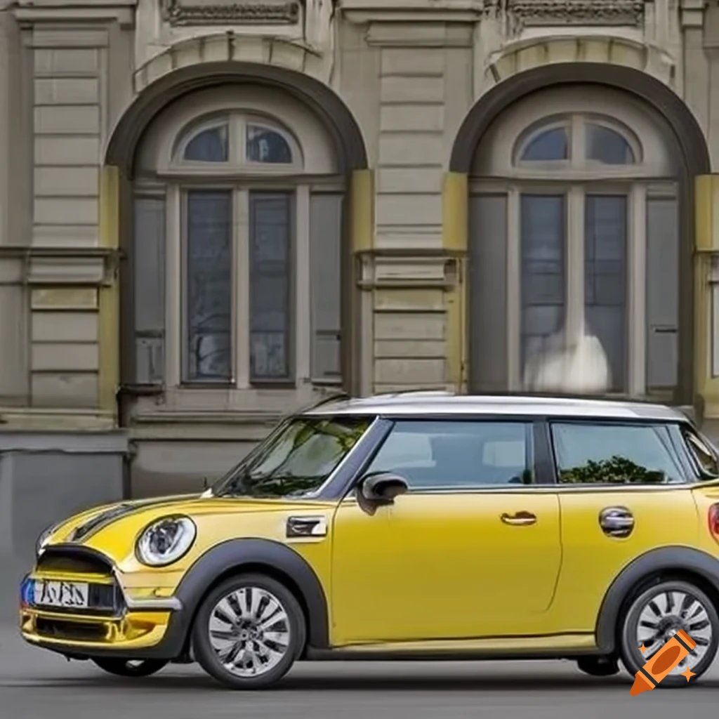 Yellow car profile sketch of a skoda mini cooper on Craiyon