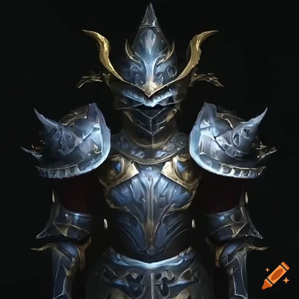 Front view of adorned magic armor on Craiyon