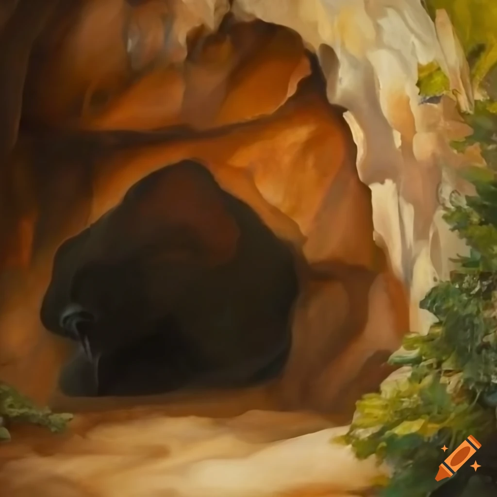 Entrance to a cave from the outside on Craiyon