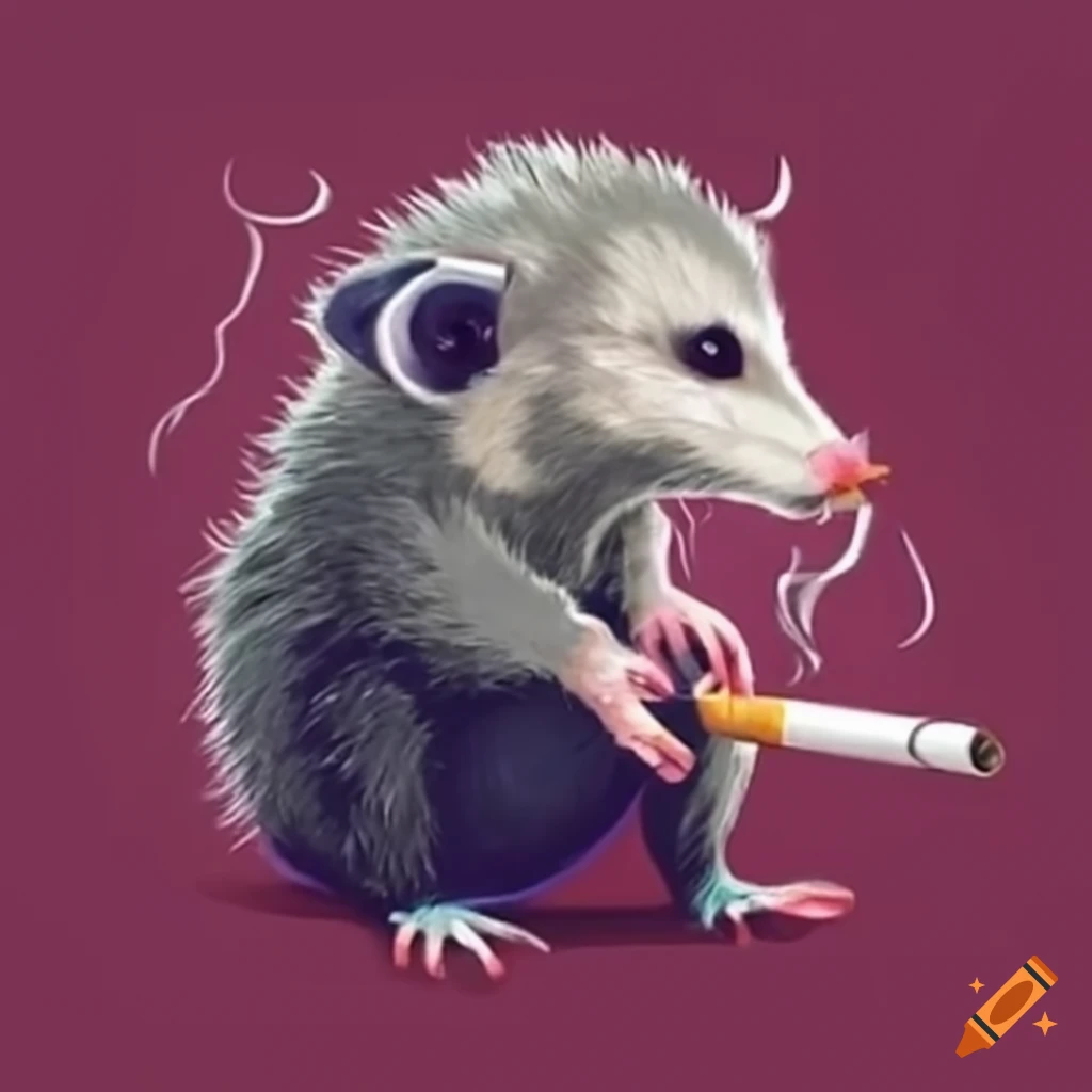 Possum smoking a cigarette on Craiyon