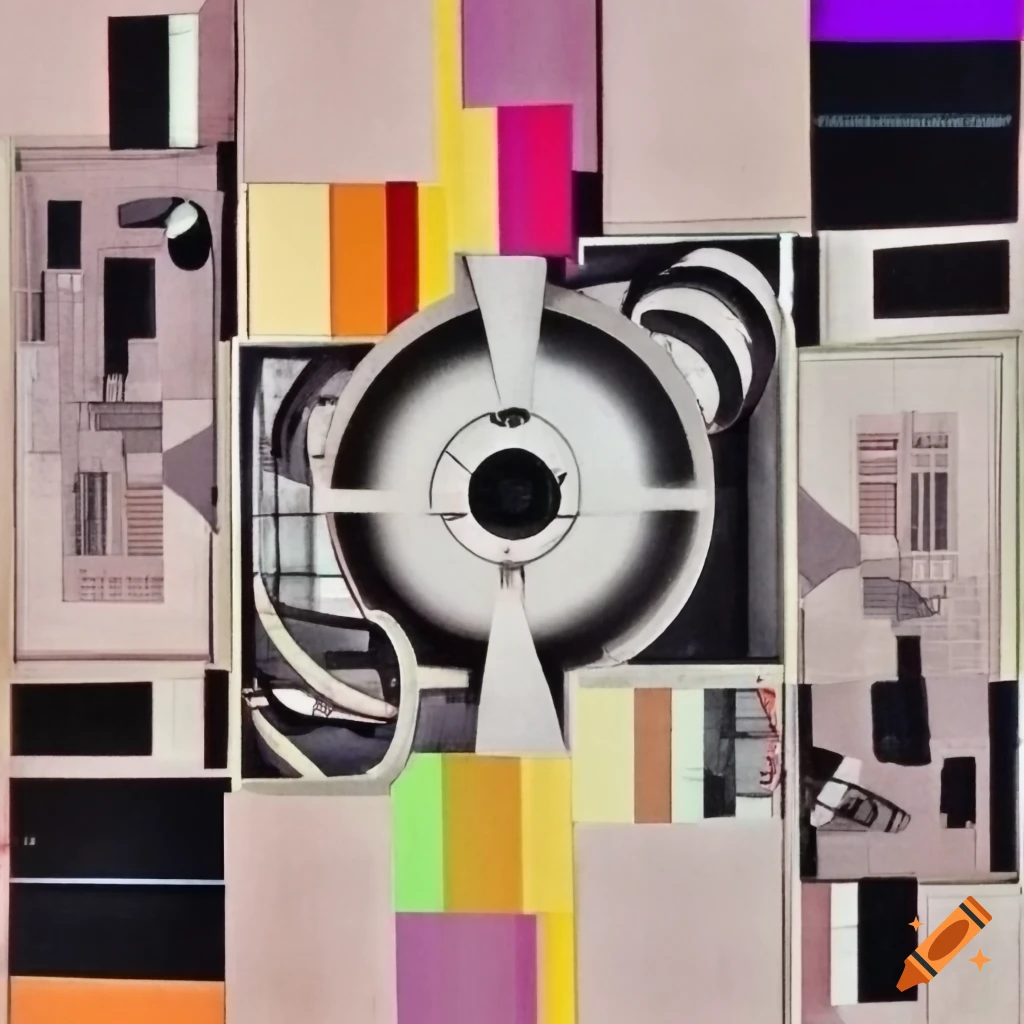 1960's complex collage with music and technology elements on Craiyon