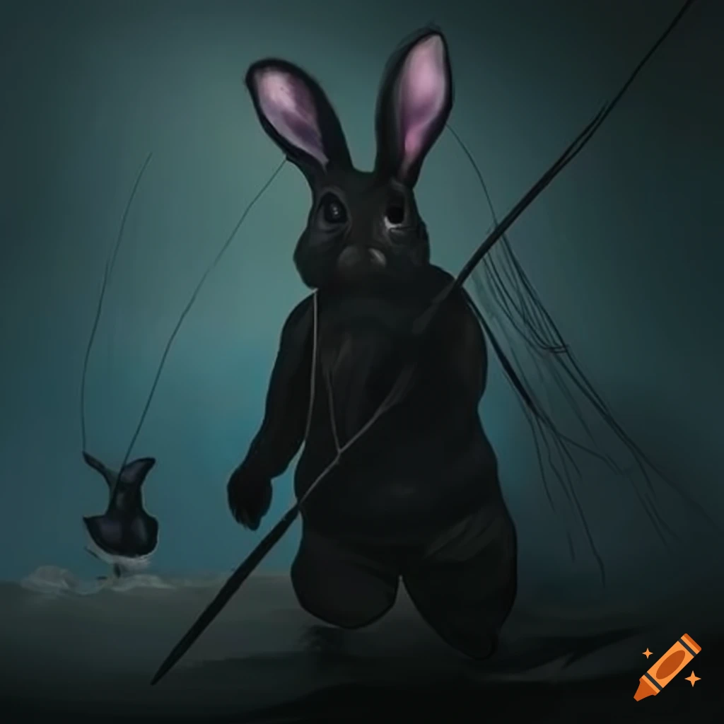 Black rabbit fisherman on Craiyon
