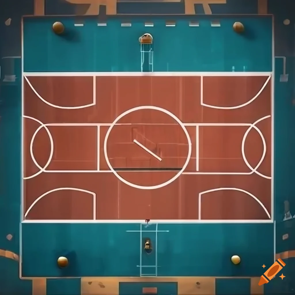 Top view of a basketball court with a clean background on Craiyon