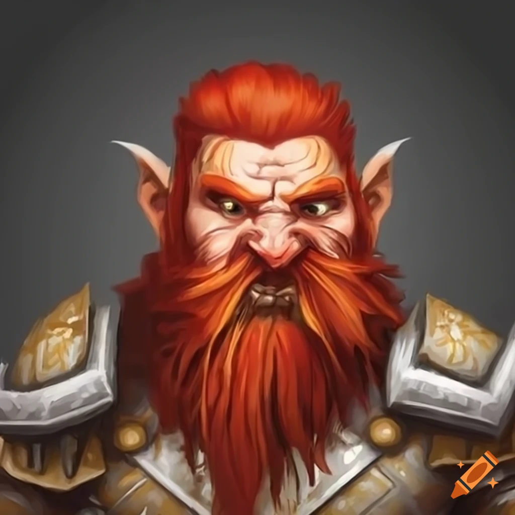 Dwarf with red hair and battle scars on Craiyon