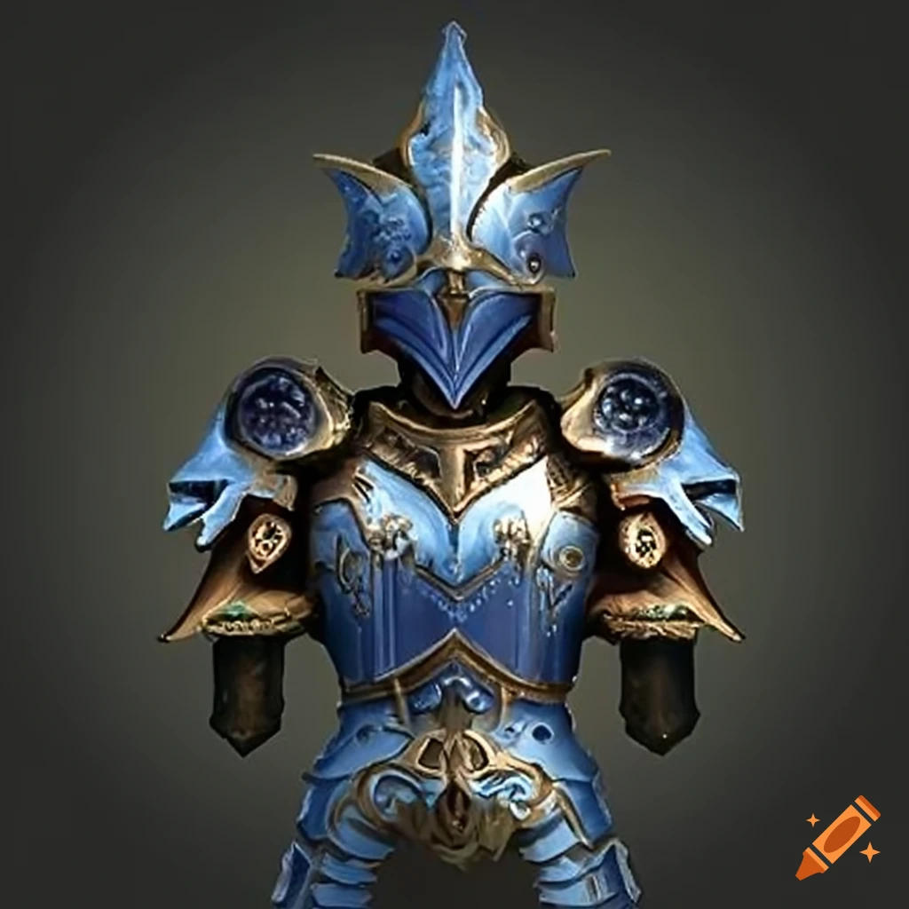 Front view of adorned magic armor on Craiyon
