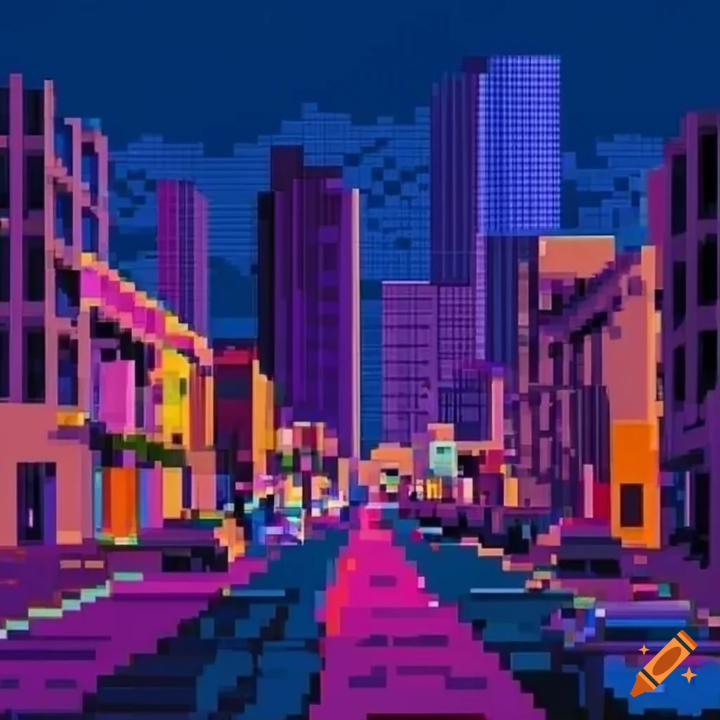 Pixel art close-up view of a crowded street in phoenix city, arizona, usa on Craiyon