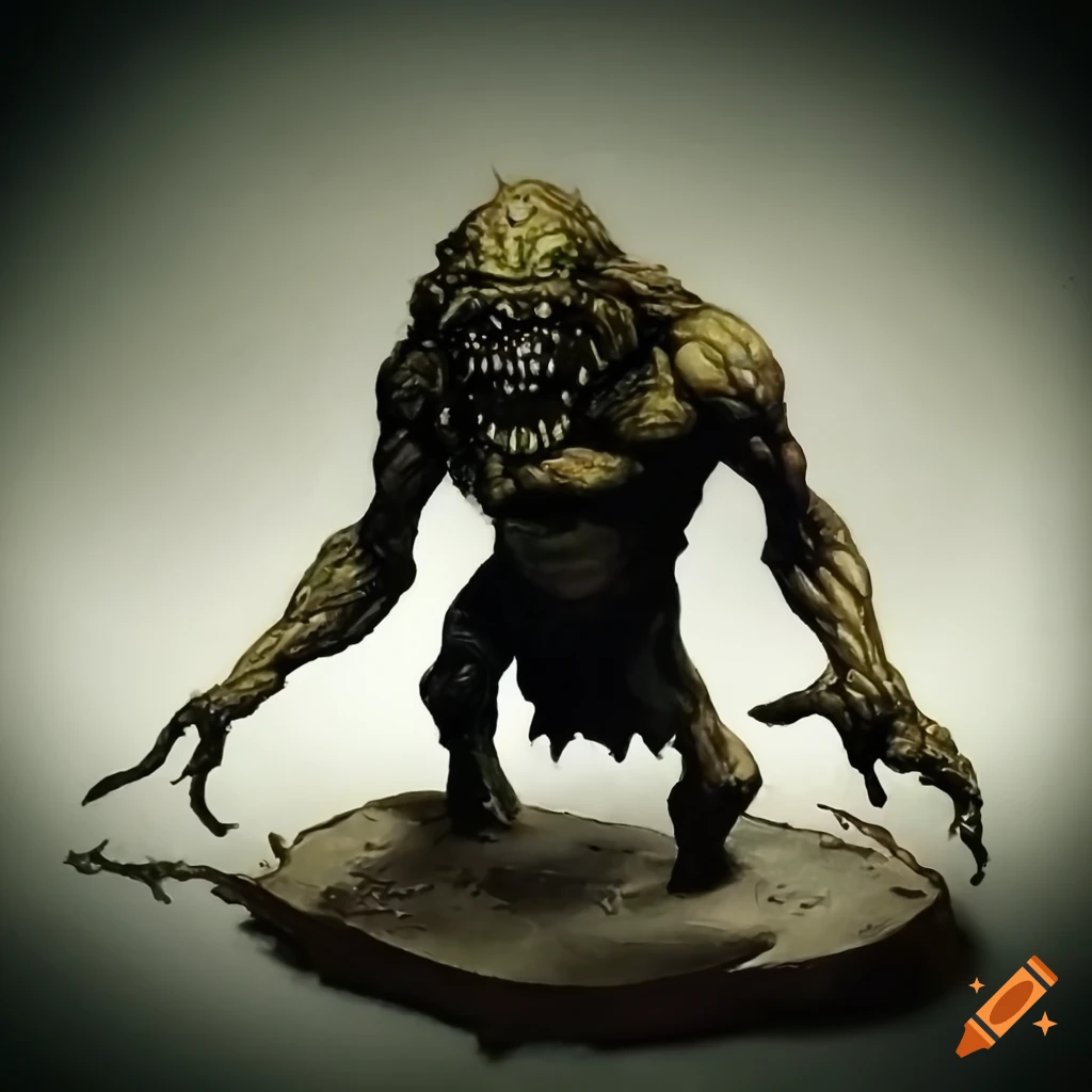 Horrific mutant monstrosity with masses of eyes and teeth in vintage ...