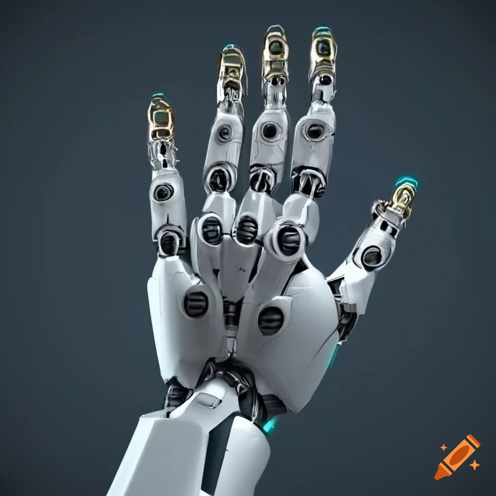 Futuristic cyborg hand in high definition on Craiyon