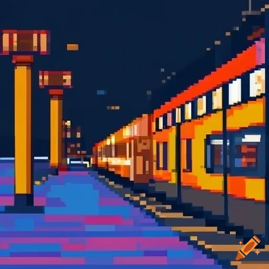 Sega Genesis inspired pixel art of Caltrain station in Mountain View ...