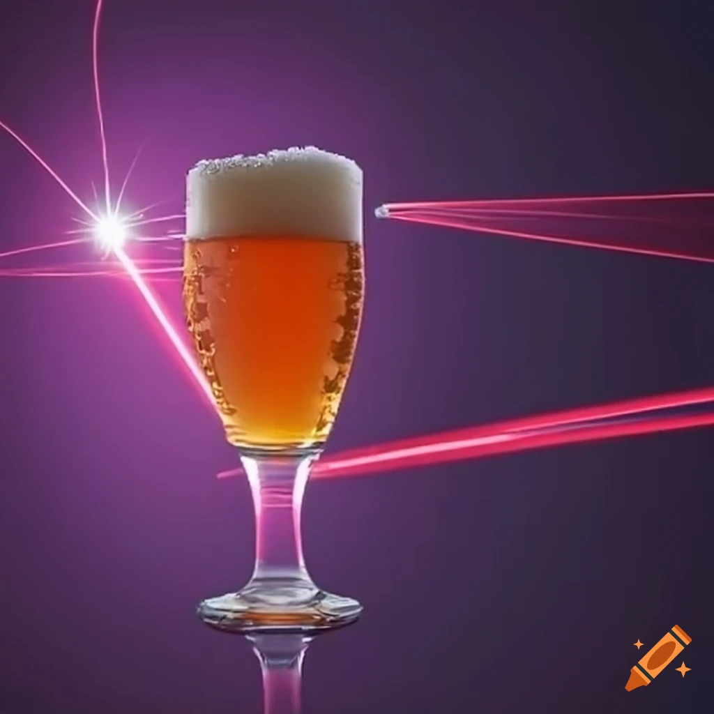 Beer glass with laser beams on Craiyon