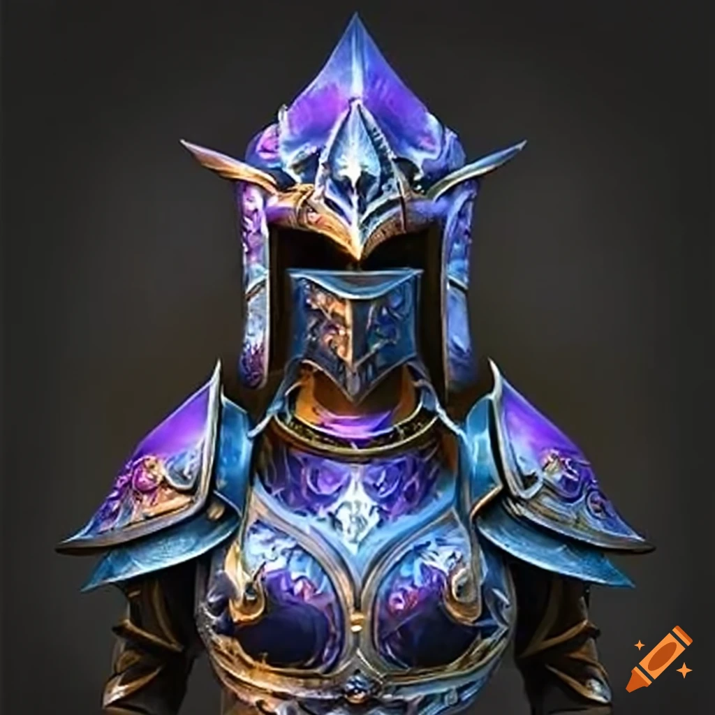 Front view of adorned magic armor on Craiyon