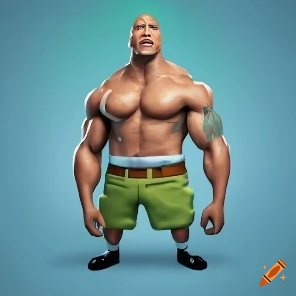 Dwayne 'The Rock' Johnson as animated Squidward in cartoon style on Craiyon