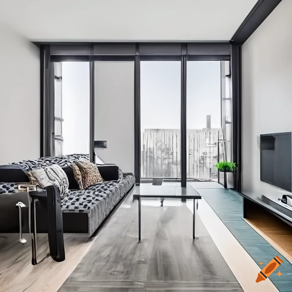 Modern Gen Z apartment with sleek furniture and tech gadgets on Craiyon