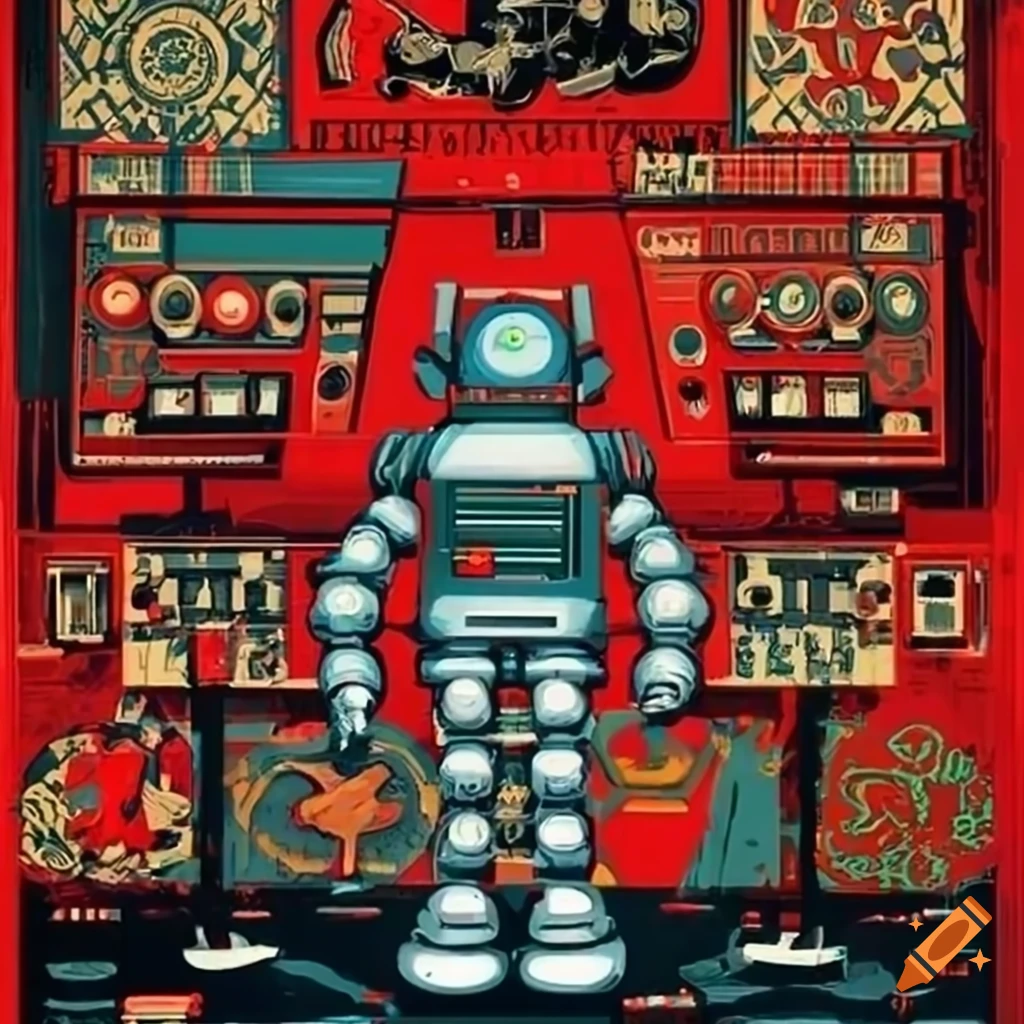 Stylized movie poster featuring Robby The Robot among vintage ...
