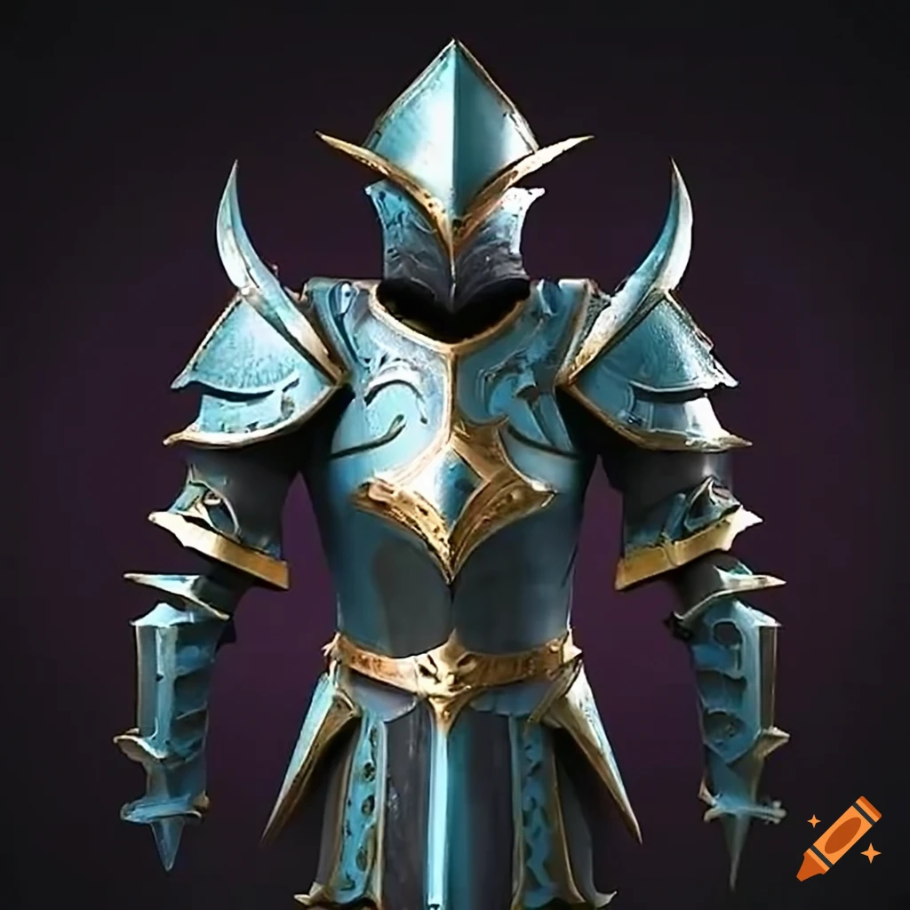 Front view of adorned magic armor on Craiyon