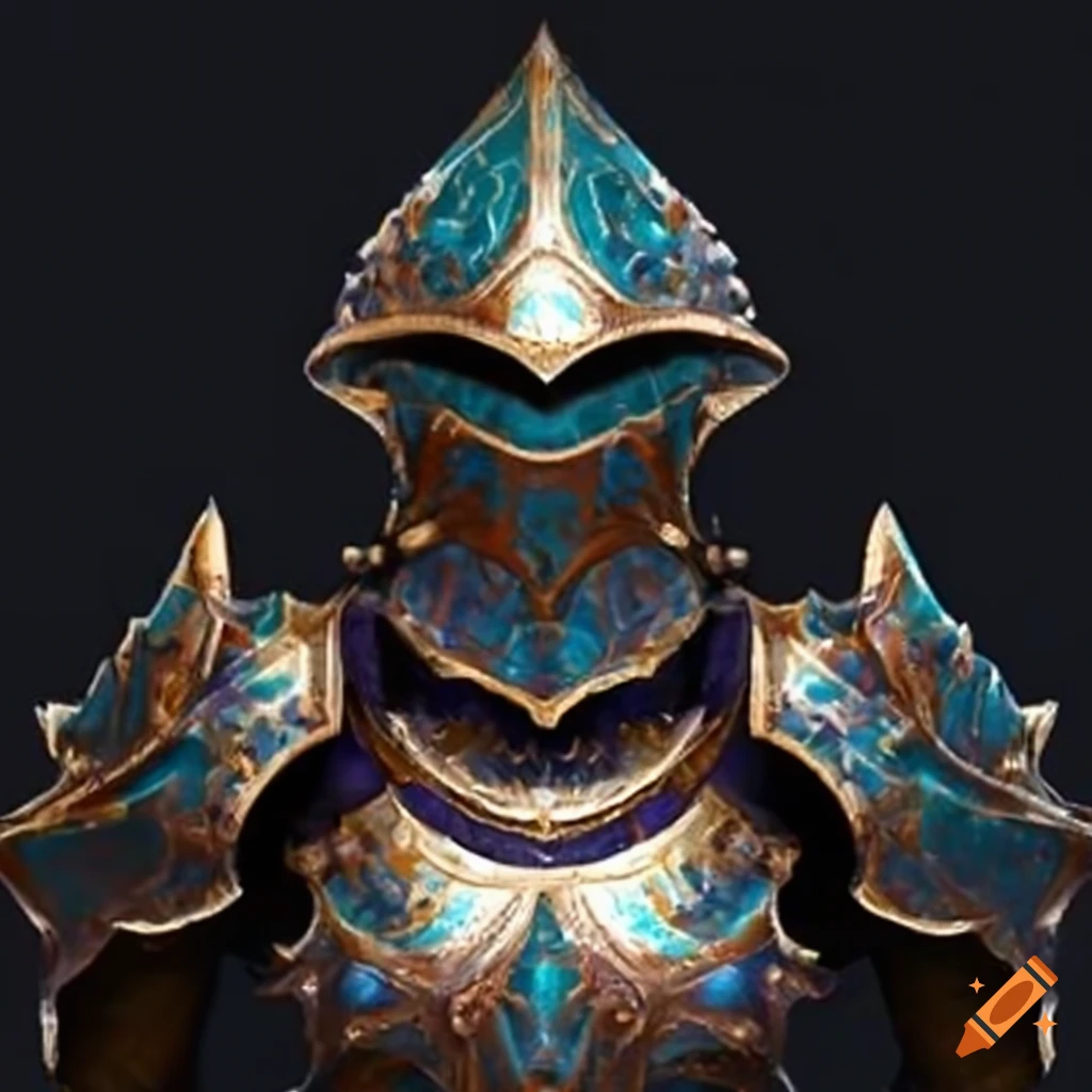 Front view of adorned magic armor on Craiyon