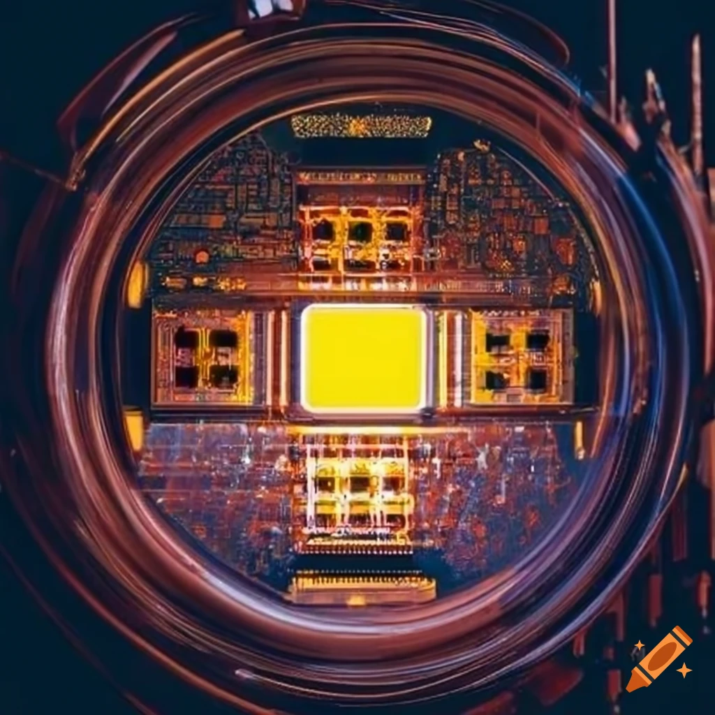 Semiconductor emitting light during an electrical test on Craiyon